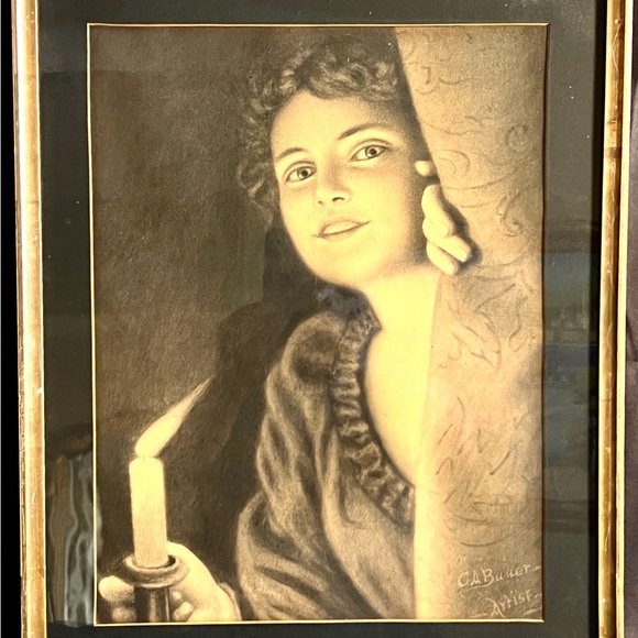 Art | 193s Black White Drawing Of An Artist | Poshmark